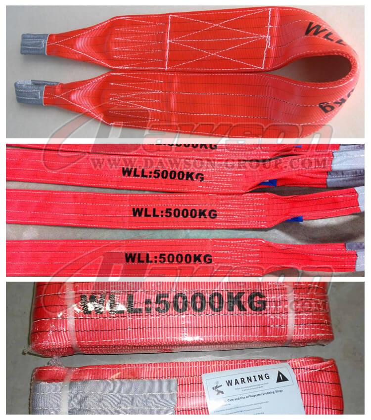 WLL 5 Ton Polyester Webbing Slings, 5000kg Eye Flat Webbing Slings ...