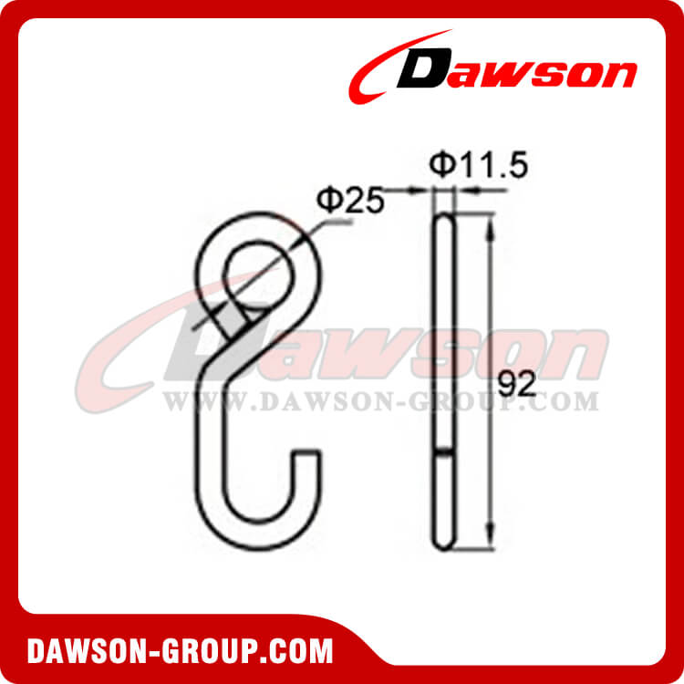 BS 1500KG/3300LBS 1 inch S Hook, 1" S Hook with Plastic Coating ...