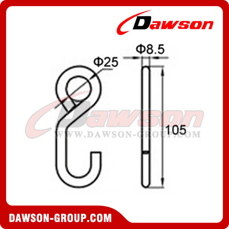 BS 800KG/1760LBS 1 inch S Hook, 1" Black Pained Forged S Hook - Dawson ...
