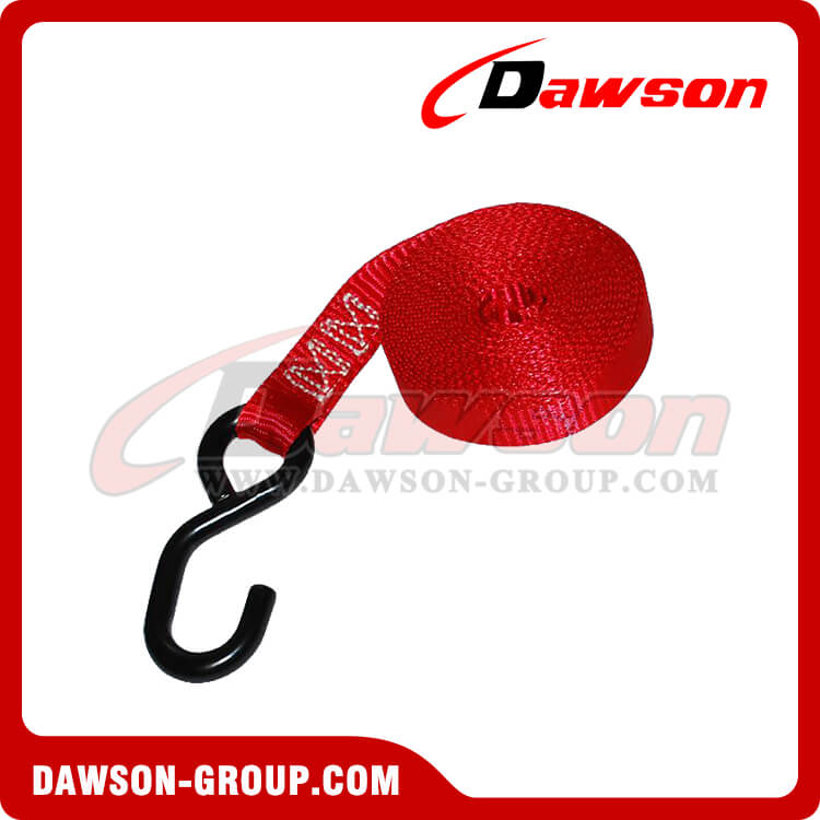 1 inch Ratchet Strap LONG END with S-Hook, 733lbs Ratcheting Lashing ...